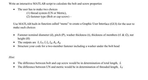 solved write an interactive matlab script to calculate the
