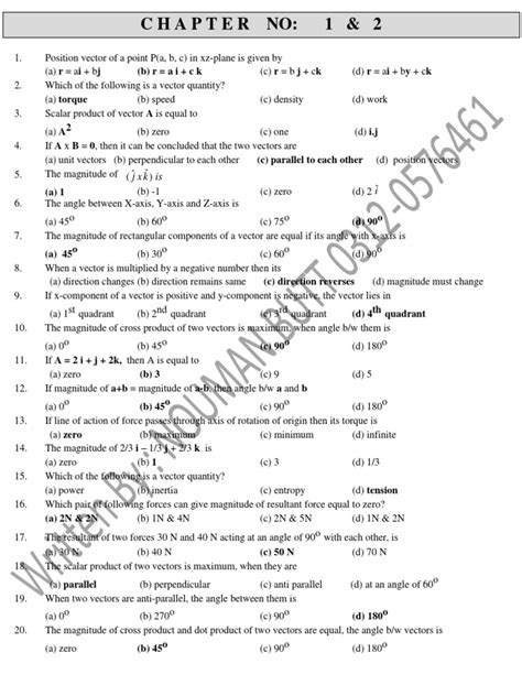 11th Mcqs Solved Pdf Torque Acceleration