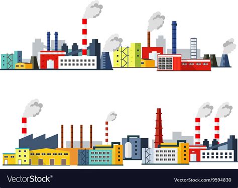 Set Industrial Buildings Royalty Free Vector Image