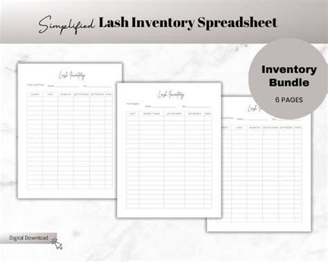 Simplified Lash Inventory Spreadsheet Lash Inventory Lash Etsy