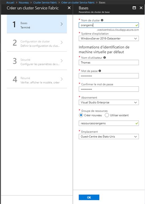 Cr Ation D Un Cluster Azure Service Fabric Portal Mode