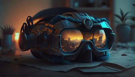 虚拟现实头盔的生成人工智能 3d 渲染 premium ai generated image