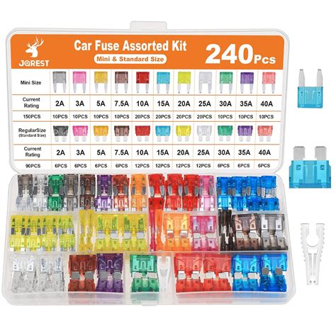 Jorest 240 Pcs Car Fuse Assortment Kit 150 Mini Blade Fuses Automotive