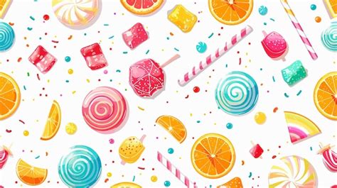 Colorful Sweet Candy Pattern On White Background Premium Ai Generated