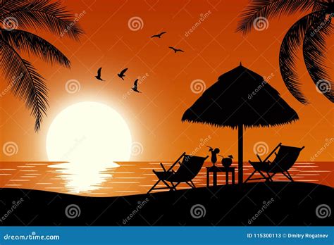 Silhouette Of Wooden Chaise Lounge Stock Vector Illustration Of