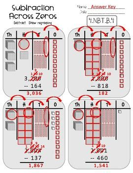 Subtraction Across Zeros By Candi For Teachers TPT