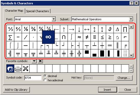 Atlantis Word Processor Help Symbols Characters Dialog