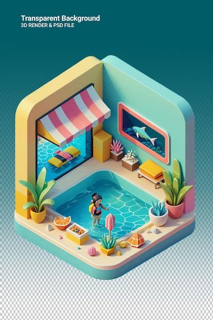 Premium Psd A Model Of A Pool With A Pool And A Pool With A Girl Inside
