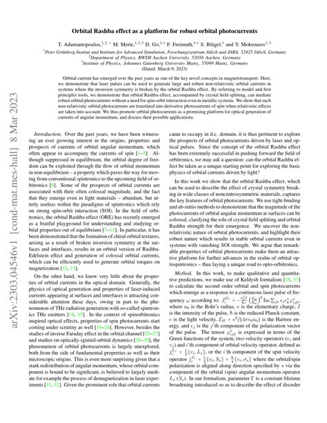 Pdf Orbital Rashba Effect As A Platform For Robust Orbital Photocurrents