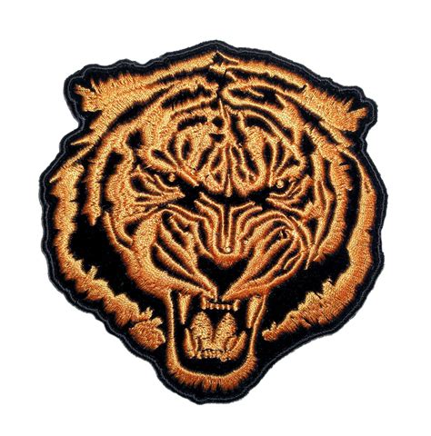 Small Orange Baron Tiger Embroidered Biker Patch Leather Supreme