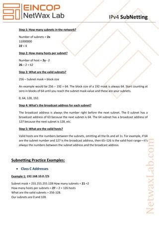 Subnetting PDF Computer Networking Computing