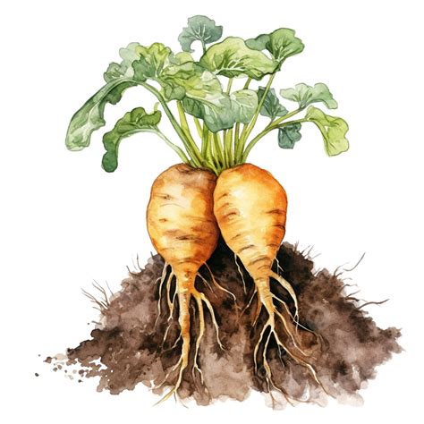 Potato Root Vegetable Watercolor Illustration Potato Root Vegetable