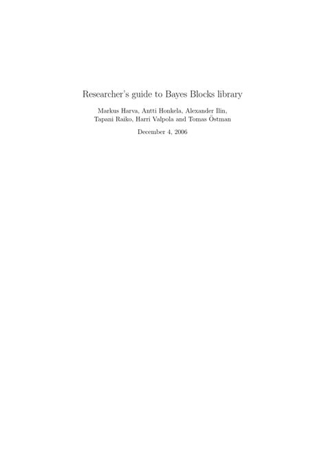 Pdf Researchers Guide To Bayes Blocks Library