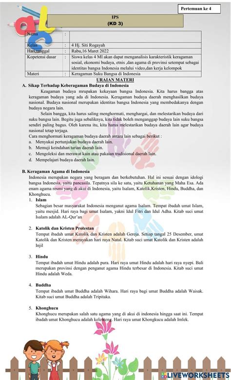 Ips Online Exercise For Kelas 4 Live Worksheets