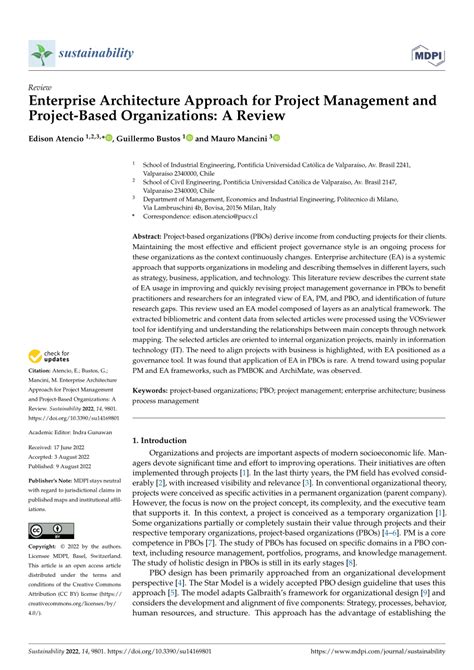 Pdf Enterprise Architecture Approach For Project Management And