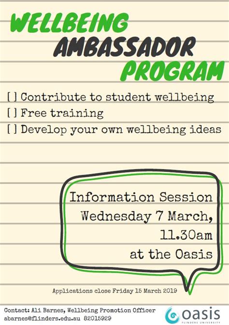 Wellbeing Ambassador Application Process Now Open Better U