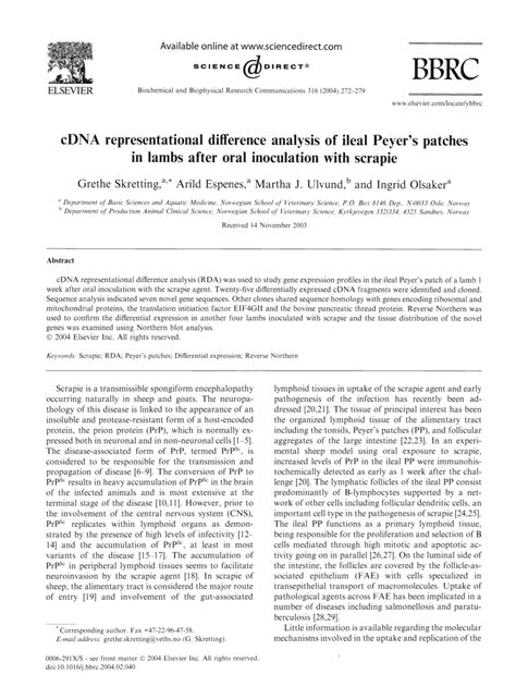 Pdf Cdna Representational Difference Analysis Of Ileal Peyers Patches In Lambs After Oral