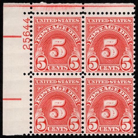 US J PLATE BLOCK VF XF Mint Never Hinged Super Fresh Plate United States Postage Due