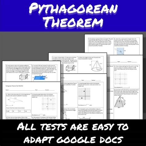 Pythagorean Theorem Unit Test Practice Test And Challenge Versions