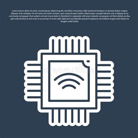 Blue Line Computer Processor With Microcircuits Cpu Icon Isolated On Blue Background Chip Or