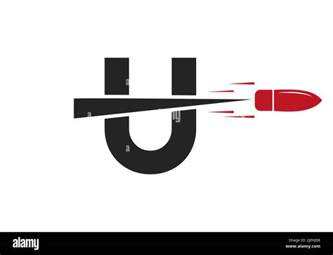 Letter U Shot Bullet Logo Vector Template Concept For Defense Logotype