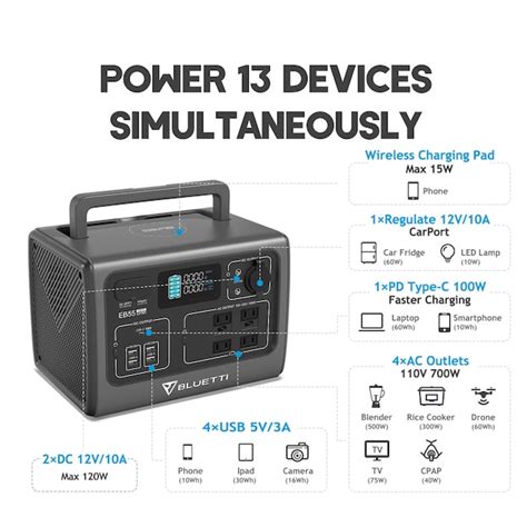BLUETTI 537Wh 700-Watts Portable Power Station EB55 at Lowes.com