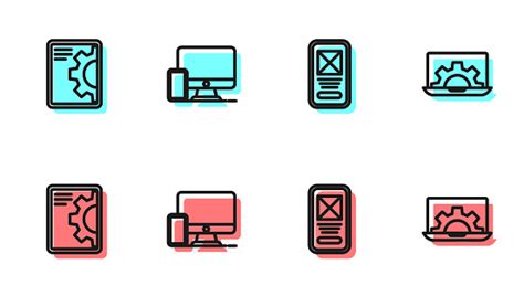 Vetores De Definir A Linha Ui Ou Design Ux Desenvolvimento Da Web