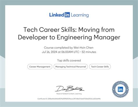 Wei Hsin Chen On Linkedin Certificate Of Completion