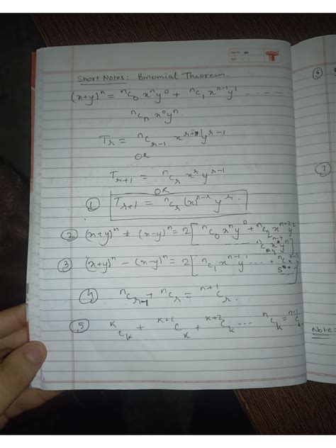 Binomial Theorem Short Notes Pdf Pdf
