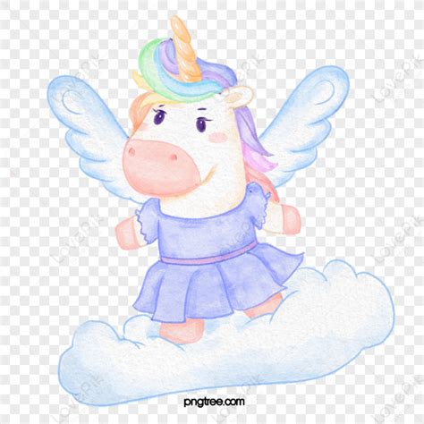 수채화 유니콘 구름 일러스트 만화 동화 요소축하일각수 Png 일러스트 무료 다운로드 Lovepik