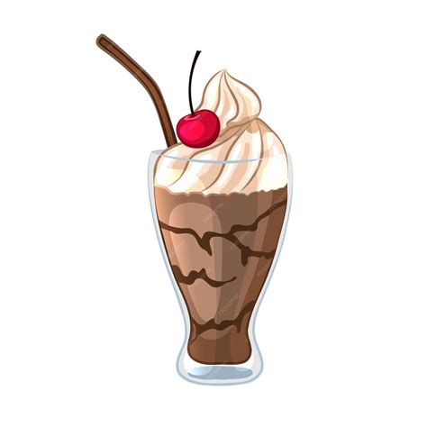 Premium Vector Chocolate Milkshake In A Glass Beaker Isolated Object