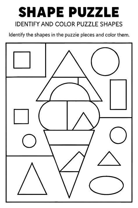 Identify And Color Puzzle Shapes Worksheet Download And Print Now