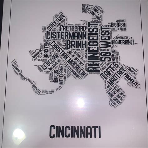 Cincinnati Breweries Map Etsy