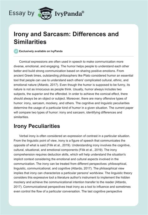 Irony And Sarcasm Differences And Similarities 1425 Words Essay