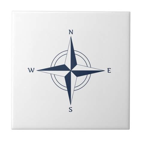 Navy Blue Nautical Compass Tile