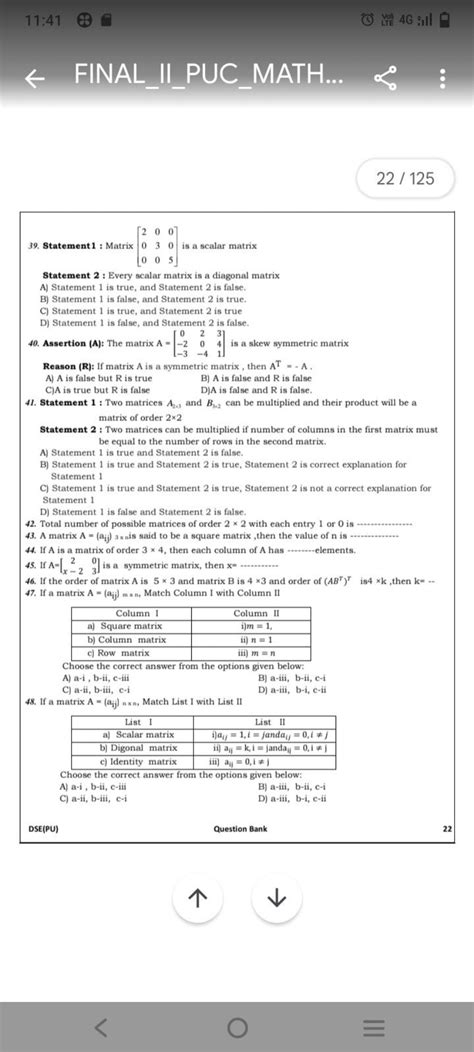 Statement 1 Matrix Begin Bmatrix 2 And 0 And 0 0 And 3 And 0 0 And 0 And 5en