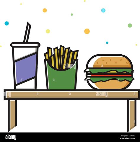 Fast Food Menu Cola Hamburger And French Fries Vector Illustration
