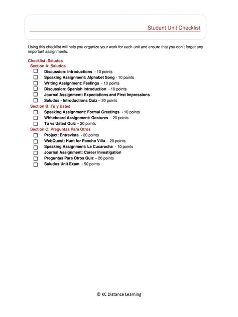 Fillable Online Using This Checklist Will Help You Organize Your Work