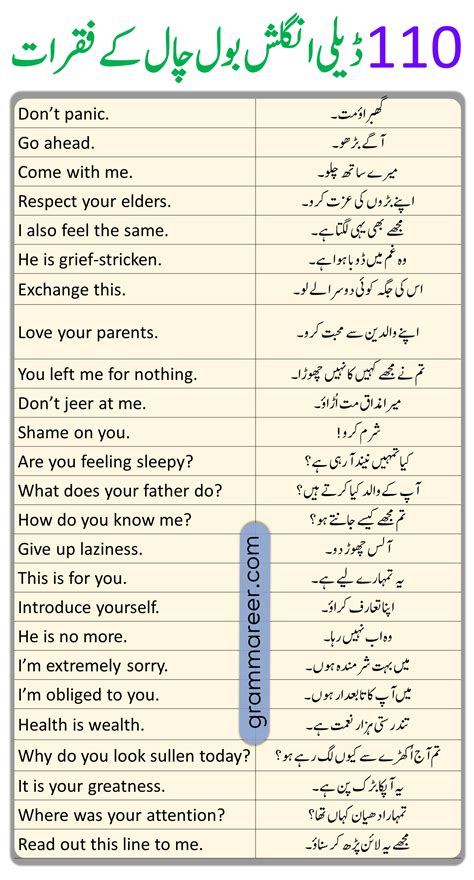 101 Daily Use English Sentences With Urdu Translation Artofit
