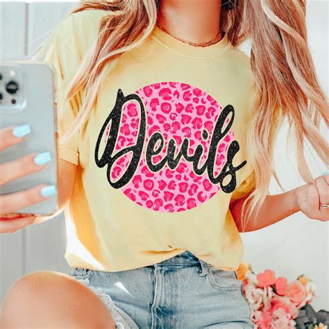 Devils Pink Leopard Glitter Circle Cutout Digital Design Png Etsy