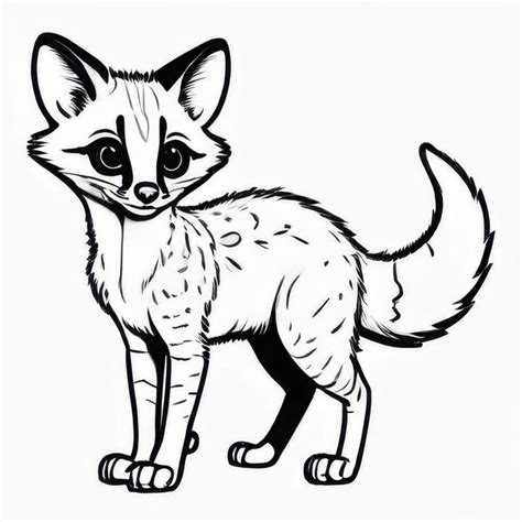 Genet Outline Black And White Cute Coloring Book Premium Ai Generated Image