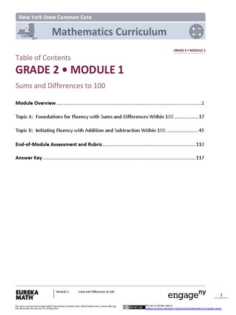 Grade 2 Module 1 Mathematics Curriculum Pdf Common Core State