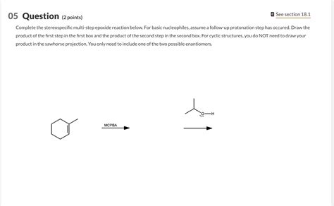Solved 05 Question 2 Points Complete The Stereospecific Chegg