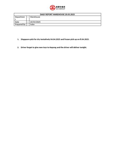 Daily Report Warehouse 20032025 Pdf