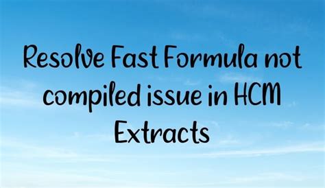 Sricharan Monigari On Linkedin Resolve Fast Formula Not Compiled Issue