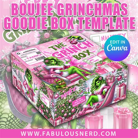 Boujee Grinchmas Goodie Box Template Digital File Only Fabulous Nerd