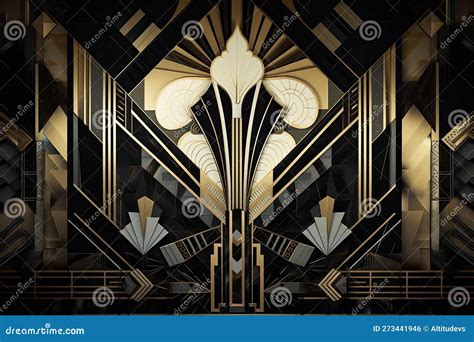 Classic Art Deco Design With Sleek Lines And Geometric Shapes Stock