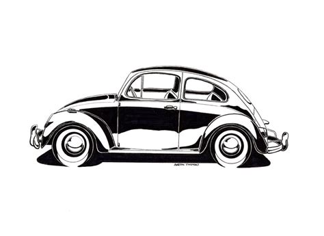 Volkswagen Beetle Drawing Aaron Thomas Art Hand Drawn Vw Artwork