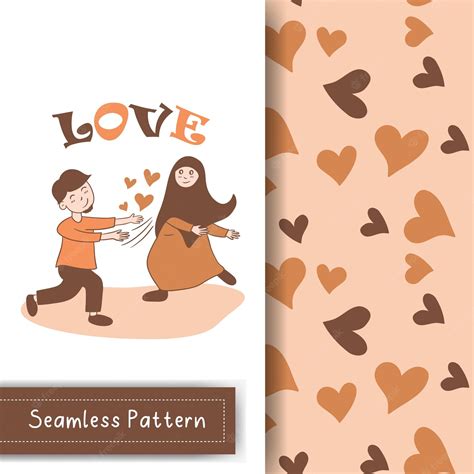 Premium Vector Cute Heart Shape Seamless Pattern With Cute Couple