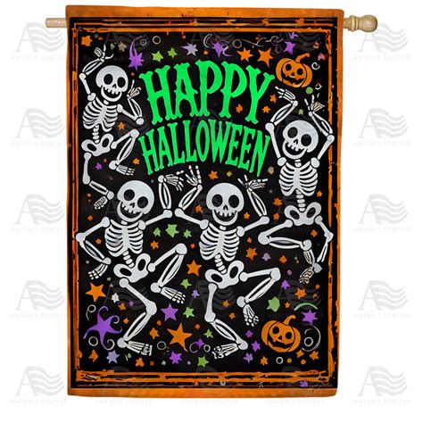 America Forever Happy Halloween Dancing Skeletons Double Sided House F